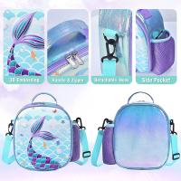 China 3D Mermaid Insulated Lunch Bag for Girls Waterproof Polyester 9.8x7.9x3.5 Inches for sale