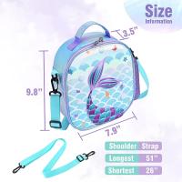 China 3D Mermaid Insulated Lunch Bag for Girls Waterproof Polyester 9.8x7.9x3.5 Inches for sale