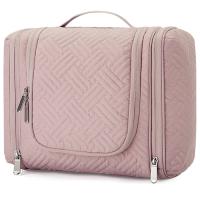 China Polyester Pink Toiletry Makeup Bag Travel Organizer with Hanging Hook Water Resistant 500pcs MOQ for sale
