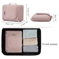 China Polyester Pink Toiletry Makeup Bag Travel Organizer with Hanging Hook Water Resistant 500pcs MOQ for sale