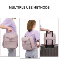 China OEM Large Hanging Leather Toiletry Bag for Travel 360 Degree Hook 11x11x5 Inch for sale