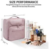 China OEM Large Hanging Leather Toiletry Bag for Travel 360 Degree Hook 11x11x5 Inch for sale