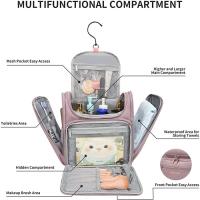 China OEM Large Hanging Leather Toiletry Bag for Travel 360 Degree Hook 11x11x5 Inch for sale
