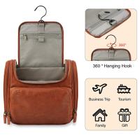 China Water Resistant PU Leather Travel Toiletry Bag with Hanging Hook Large Dopp Kit 10.6x5.1x9 Inch for sale