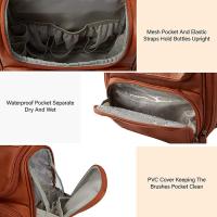 China Water Resistant PU Leather Travel Toiletry Bag with Hanging Hook Large Dopp Kit 10.6x5.1x9 Inch for sale