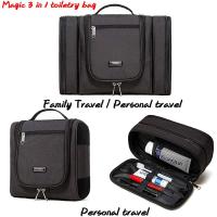 China Oxford Extra Large Hanging Toiletry Bag 3 in 1 Travel Makeup Bag with 2 Removable Storage Bags 400D for sale