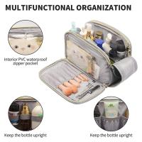China OEM Large Travel Toiletry Makeup Bag for Women PU Water Resistant Tote 500pcs MOQ for sale