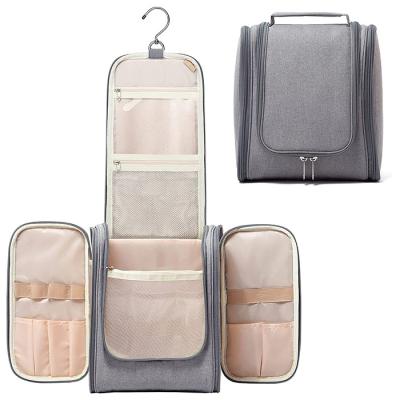 China Customizable Hanging Toiletry Bag with 360° Metal Swivel Hook Water Resistant Oxford Travel Makeup Bag 10.2x5.1x10.6 Inches for sale