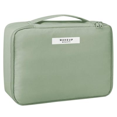 China Women PU Leather Large Travel Makeup Bag 500pcs MOQ Custom Cosmetic Toiletry Bag for sale
