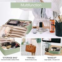 China Women PU Leather Large Travel Makeup Bag 500pcs MOQ Custom Cosmetic Toiletry Bag for sale