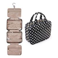 China Custom Peach Skin Fabric Hanging Toiletry Bag Water Resistant Travel Makeup Organizer 500 Pcs MOQ for sale
