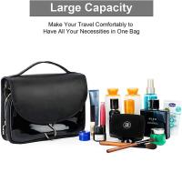 China Custom Waterproof Hanging Toiletry Bag PU Leather Travel Makeup Organizer 500pcs MOQ for sale