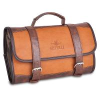 China Custom PU Leather Hanging Toiletry Bag for Men Travel Dopp Kit 12x8 Inch for sale