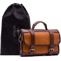 China Custom PU Leather Hanging Toiletry Bag for Men Travel Dopp Kit 12x8 Inch for sale