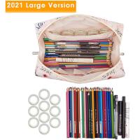 China 230D Oxford Large Leather Cosmetic Makeup Bag Travel Organizer Pouch 23x17x10 cm for sale