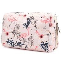 China 230D Oxford Large Leather Cosmetic Makeup Bag Travel Organizer Pouch 23x17x10 cm for sale