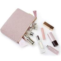 China Custom Peach Skin Cosmetic Makeup Bag TSA Approved Travel Organizer 500 Pcs MOQ for sale