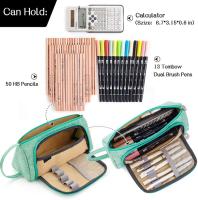China Multi Slot Large Capacity Pen Bag Canvas Pencil Case 50 Pen Holder Mint Green OEM for sale