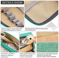 China Multi Slot Large Capacity Pen Bag Canvas Pencil Case 50 Pen Holder Mint Green OEM for sale