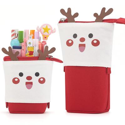 China Customizable Canvas Telescopic Pencil Case Holder Stand Up Pencil Pouch 500 Pcs MOQ for sale