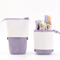 China Telescopic PU Corduroy Zipper Pencil Case 40 Pen Capacity Custom Size OEM for sale