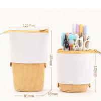 China Telescopic PU Corduroy Zipper Pencil Case 40 Pen Capacity Custom Size OEM for sale