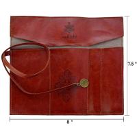 China Vintage Style Rollup Pencil Case PU Leather Makeup Bag Custom Size 7.5 Inch for sale