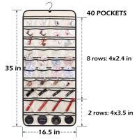 China 40 Pocket Wall Hanging Jewelry Organizer with 20 Hook Loops Closet Necklace Holder Non Woven Fabric for sale