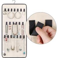 China 40 Pocket Wall Hanging Jewelry Organizer with 20 Hook Loops Closet Necklace Holder Non Woven Fabric for sale