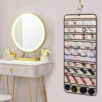 China 40 Pocket Wall Hanging Jewelry Organizer with 20 Hook Loops Closet Necklace Holder Non Woven Fabric for sale