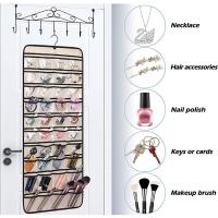 China 40 Pocket Wall Hanging Jewelry Organizer with 20 Hook Loops Closet Necklace Holder Non Woven Fabric for sale