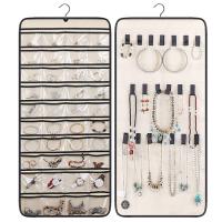 China 40 Pocket Wall Hanging Jewelry Organizer with 20 Hook Loops Closet Necklace Holder Non Woven Fabric for sale