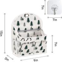 China Cotton Linen Wall Hanging Storage Bag 3 Pockets Waterproof Over Door Closet Organizer 40x23x9cm for sale