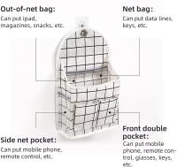 China Cotton Linen Wall Hanging Storage Bag 3 Pockets Waterproof Over Door Closet Organizer 40x23x9cm for sale