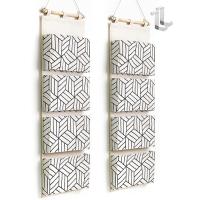 China Custom Cotton Linen Over Door Hanging Organizer with 4 Pockets and Hooks for Closet Storage for sale
