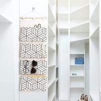 China Custom Cotton Linen Over Door Hanging Organizer with 4 Pockets and Hooks for Closet Storage for sale