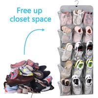 China Dual Sided 30 Pocket Hanging Shoe Organizer with 360 Degree Rotating Hanger for Closet for sale