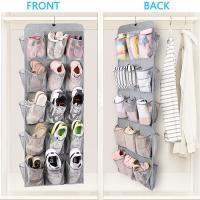 China Dual Sided 30 Pocket Hanging Shoe Organizer with 360 Degree Rotating Hanger for Closet for sale