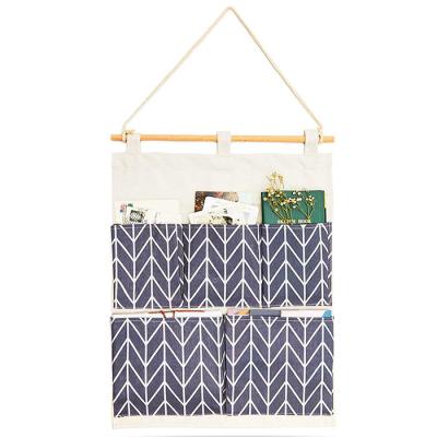 China Linen Cotton Over Door Storage Pockets Closet Hanging Organizer 17.5x14 Inches for sale