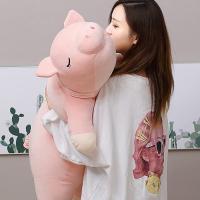 China Custom Sleeping Pig Plush Pillow 52cm Soft Stuffed Animal Toy for Kids for sale