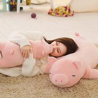 China Custom Sleeping Pig Plush Pillow 52cm Soft Stuffed Animal Toy for Kids for sale