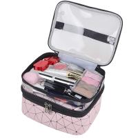 China Customized Double Layer PVC Travel Cosmetic Case 500pcs MOQ Waterproof Toiletry Organizer for sale