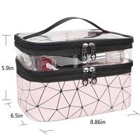 China Customized Double Layer PVC Travel Cosmetic Case 500pcs MOQ Waterproof Toiletry Organizer for sale