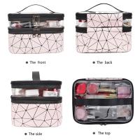 China Customized Double Layer PVC Travel Cosmetic Case 500pcs MOQ Waterproof Toiletry Organizer for sale