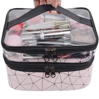 China Customized Double Layer PVC Travel Cosmetic Case 500pcs MOQ Waterproof Toiletry Organizer for sale