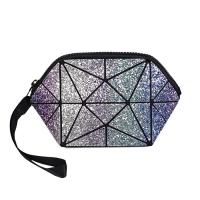 China Geometric Foldable Cosmetic Pouch Cute Small Travel Makeup Bag with Zipper 7.9x3.9x3.9 Inch for sale