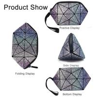 China Geometric Foldable Cosmetic Pouch Cute Small Travel Makeup Bag with Zipper 7.9x3.9x3.9 Inch for sale