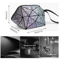 China Geometric Foldable Cosmetic Pouch Cute Small Travel Makeup Bag with Zipper 7.9x3.9x3.9 Inch for sale