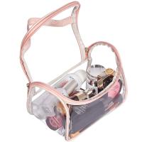 China Glitter Heavy Duty Clear Tote Bag Waterproof PVC Transparent Makeup Organizer Travel 20x17x14.5cm for sale