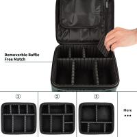 China PU Leather Travel Makeup Case Professional Cosmetic Train Case with Compartments Waterproof Detachable Vanity Organizer 500pcs MOQ for sale